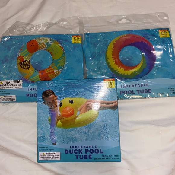 Games | Yellow Inflatable Duck Pool Float And 2 Inflatable Tubes For ...